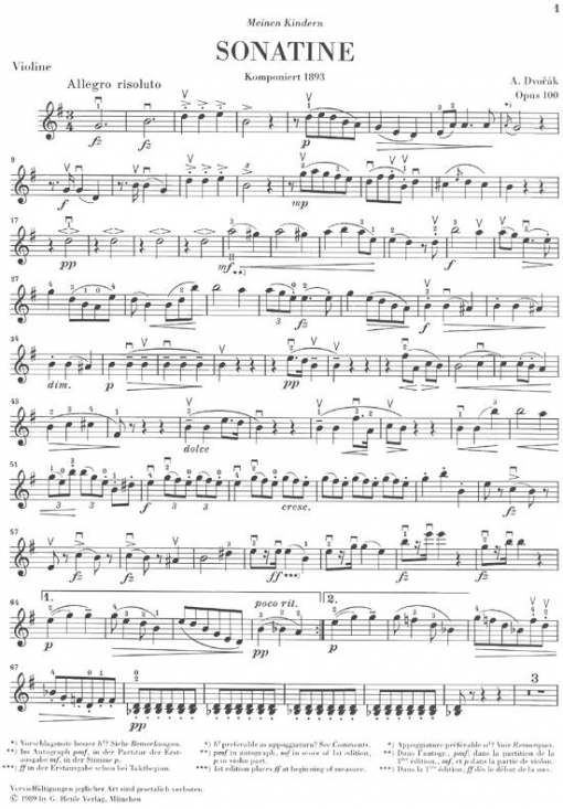 Dvorak: Sonatine für Klavier und Violine G-dur opus 100 | Klass Dvorak: Sonatine für Klavier und Violine G-dur opus 100 | Klass